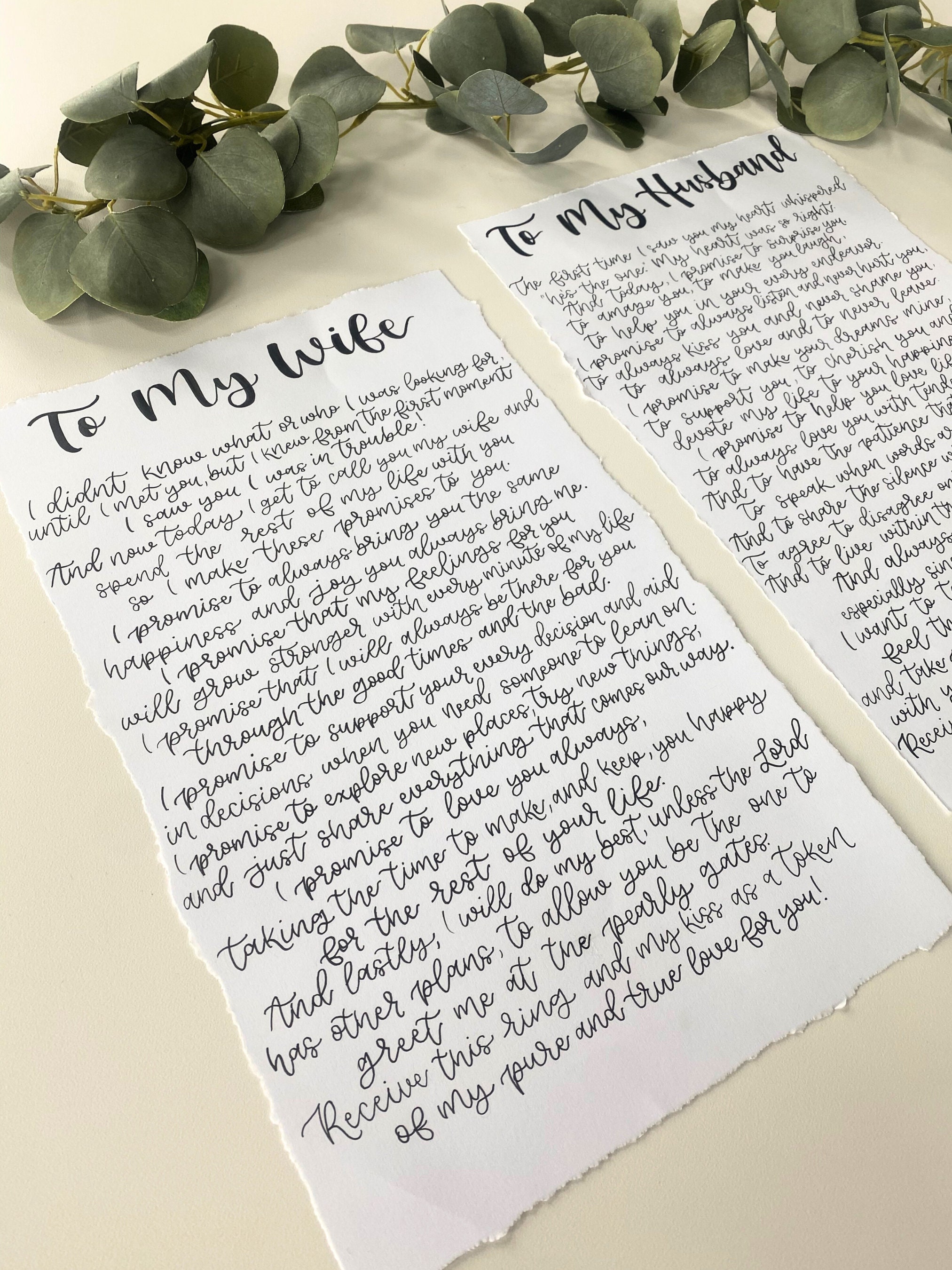 Hand-written Wedding Vows, Wedding Calligraphy, Vows 200 Words ...