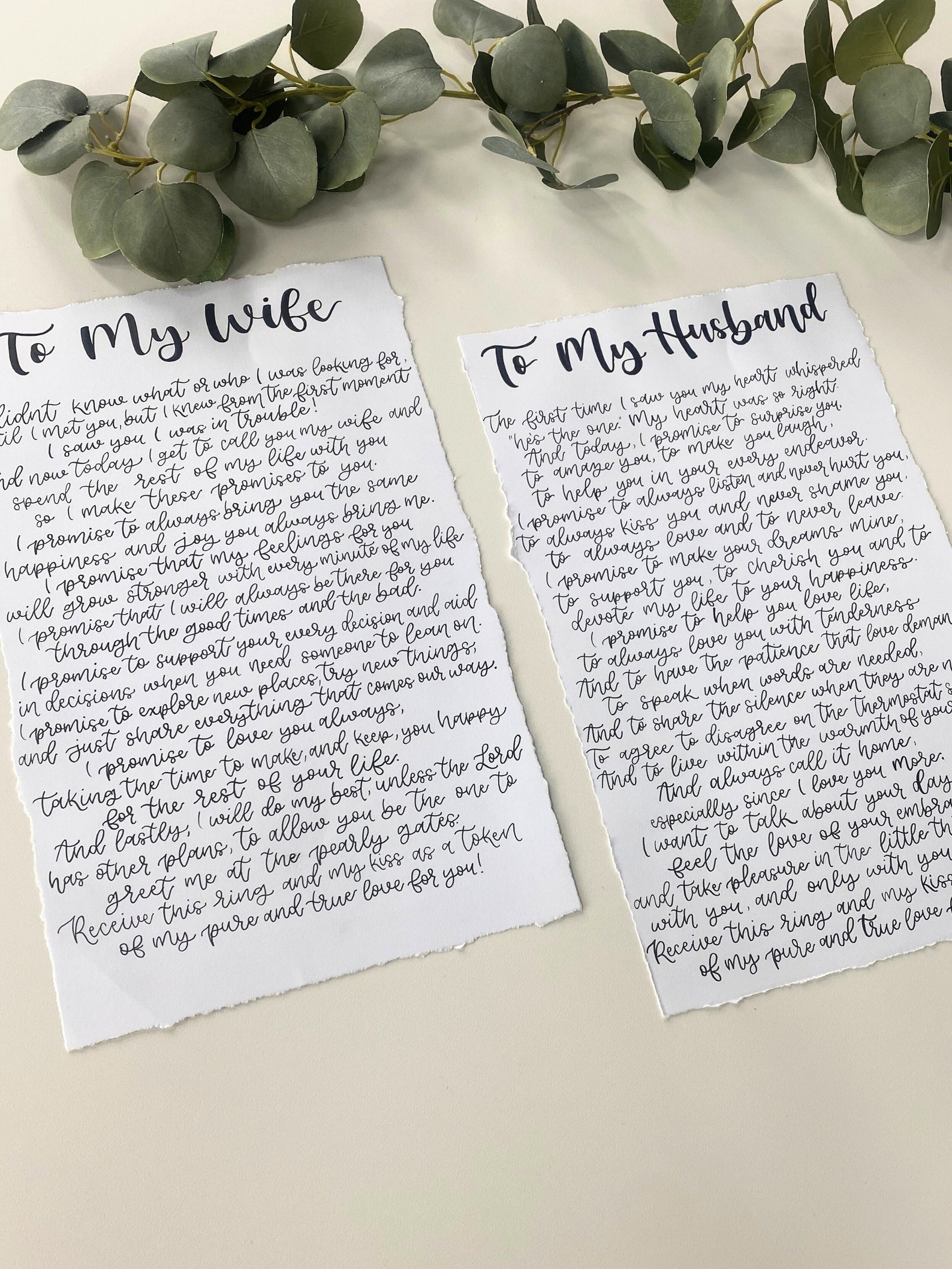 Hand-written Wedding Vows, Wedding Calligraphy, Vows 200+ Words ...