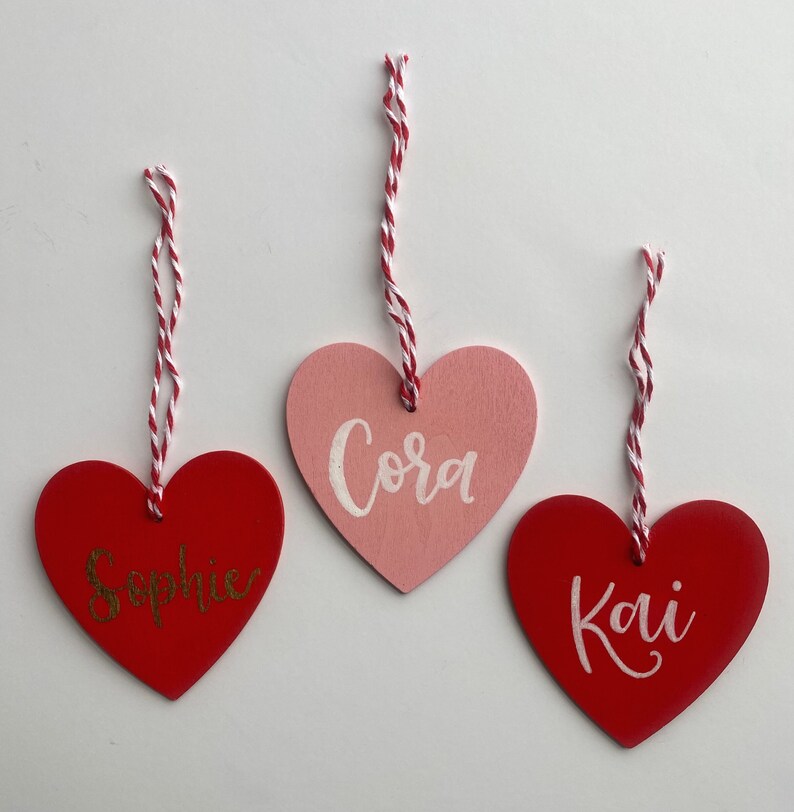 Valentine's Day Tags, Wooden Heart Name Tags, Wooden Name Labels ...