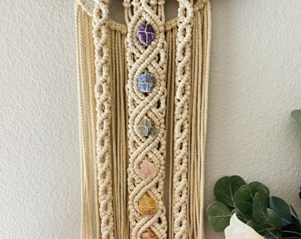 Chakra Macrame Wall Hanging With Tumbled Stones - Etsy