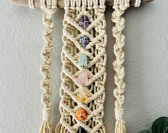 Chakra Macrame Wall Hanging With Rough Stones - Etsy