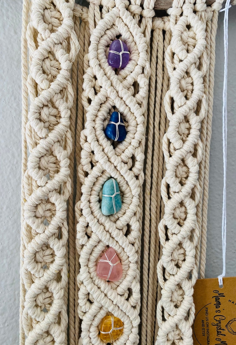 Chakra Macrame Wall Hanging With Tumbled Stones - Etsy