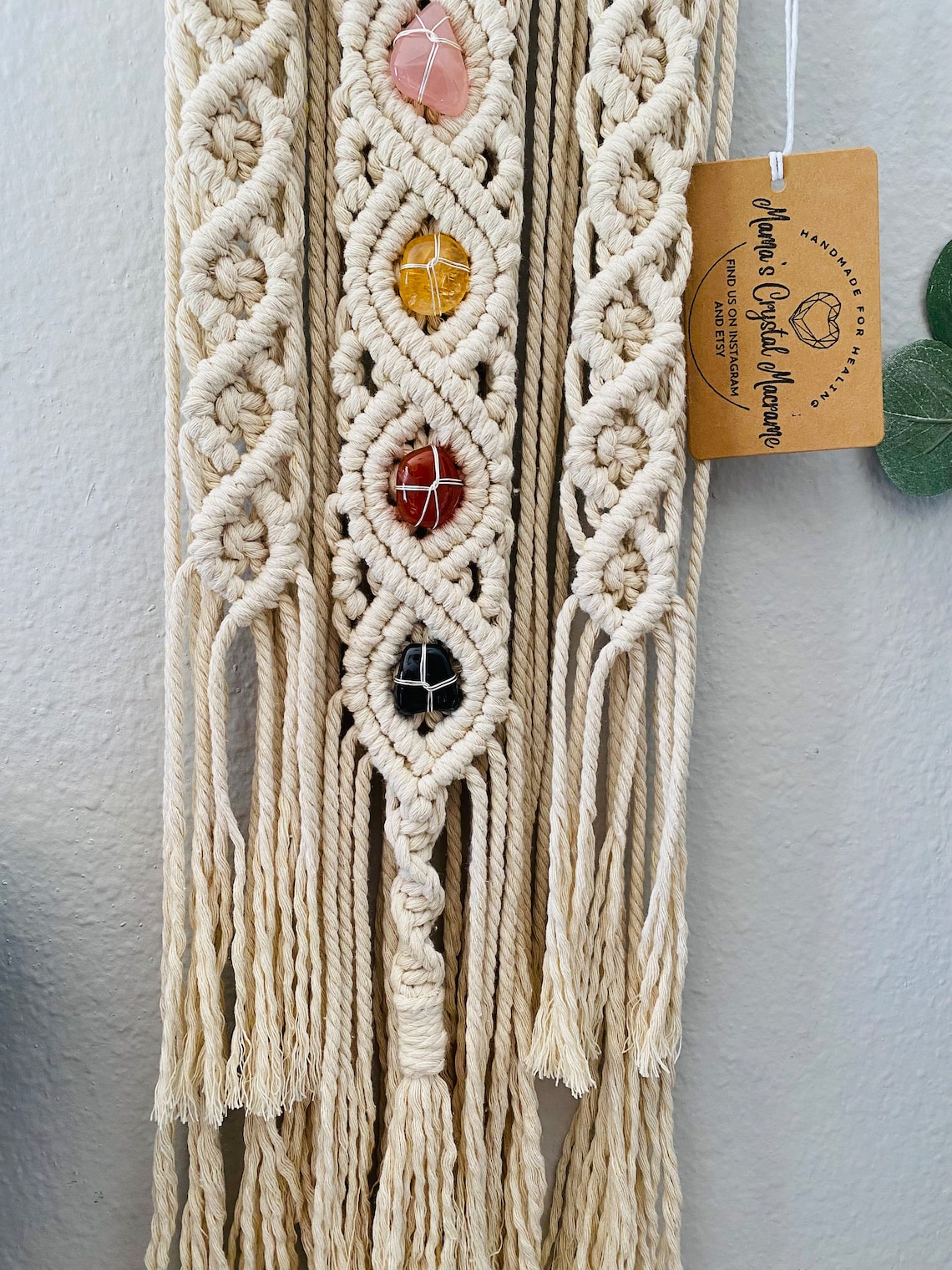 Chakra Macrame Wall Hanging With Tumbled Stones - Etsy