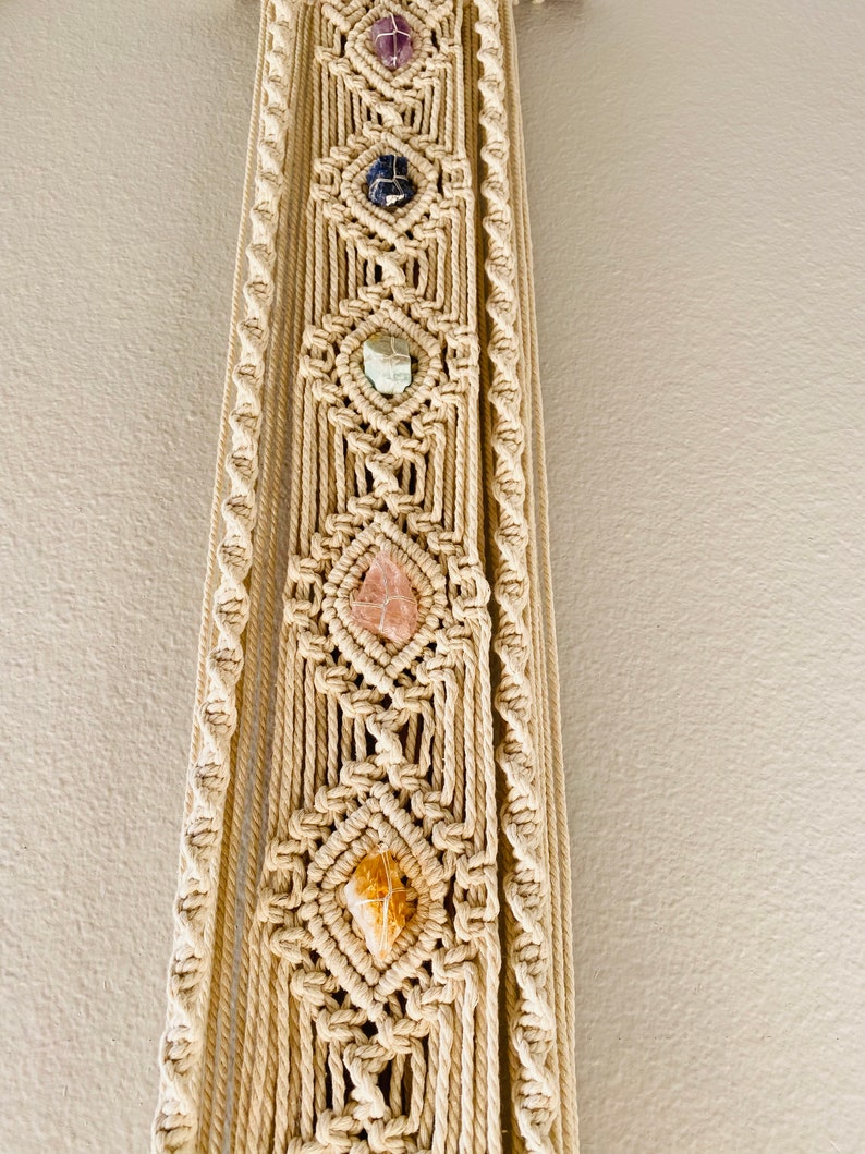 Macrame Wall Hanging With Rough Chakra Stones - Etsy
