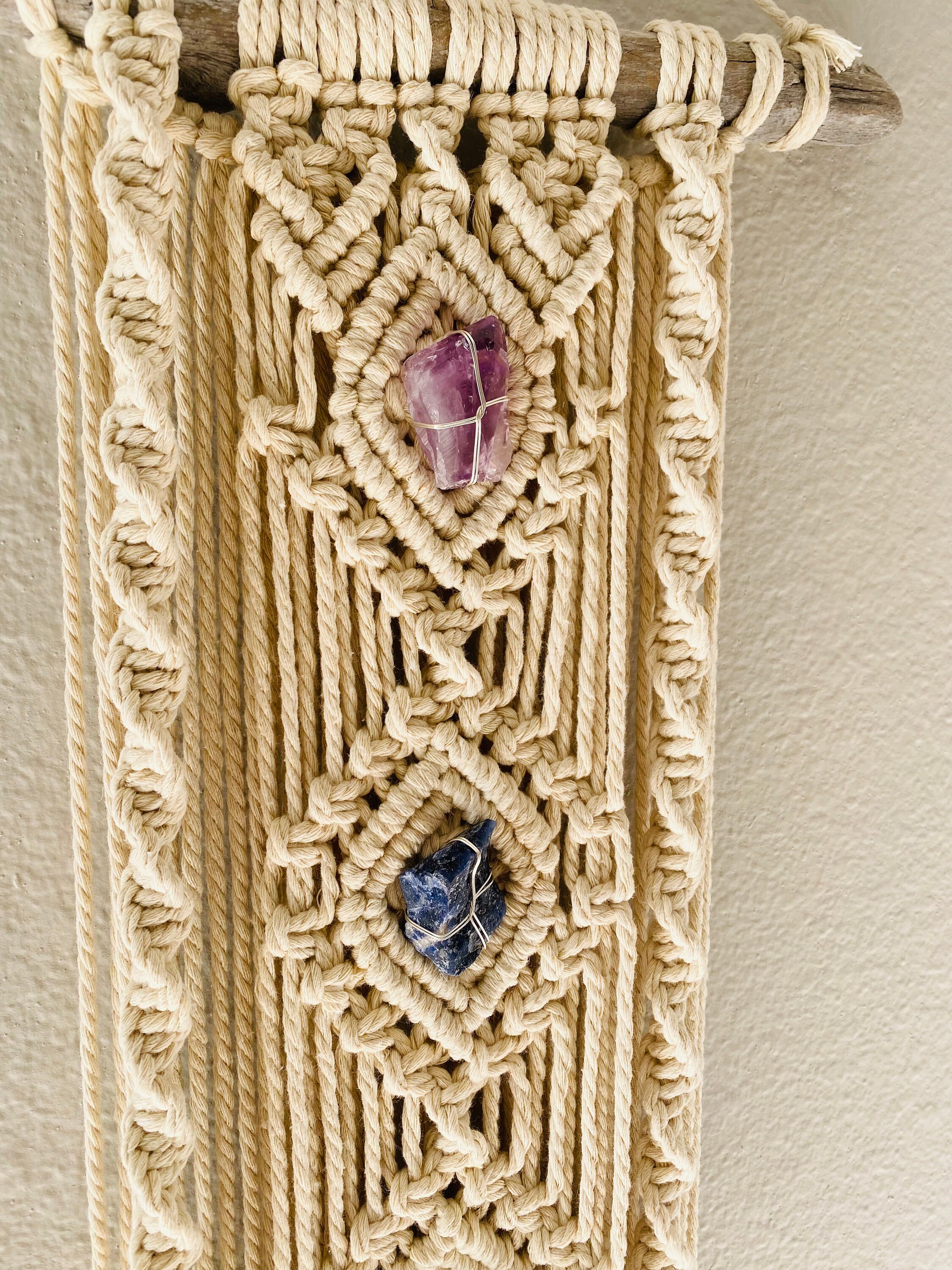 Macrame Wall Hanging With Rough Chakra Stones - Etsy