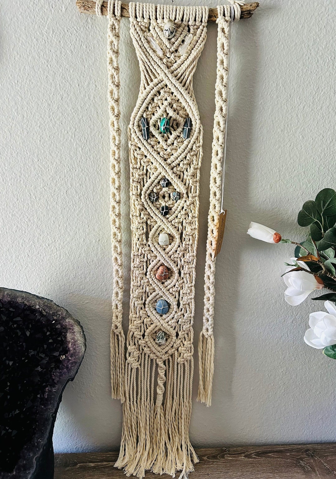 Macrame Wall Hanging Tumbled Stones - Etsy