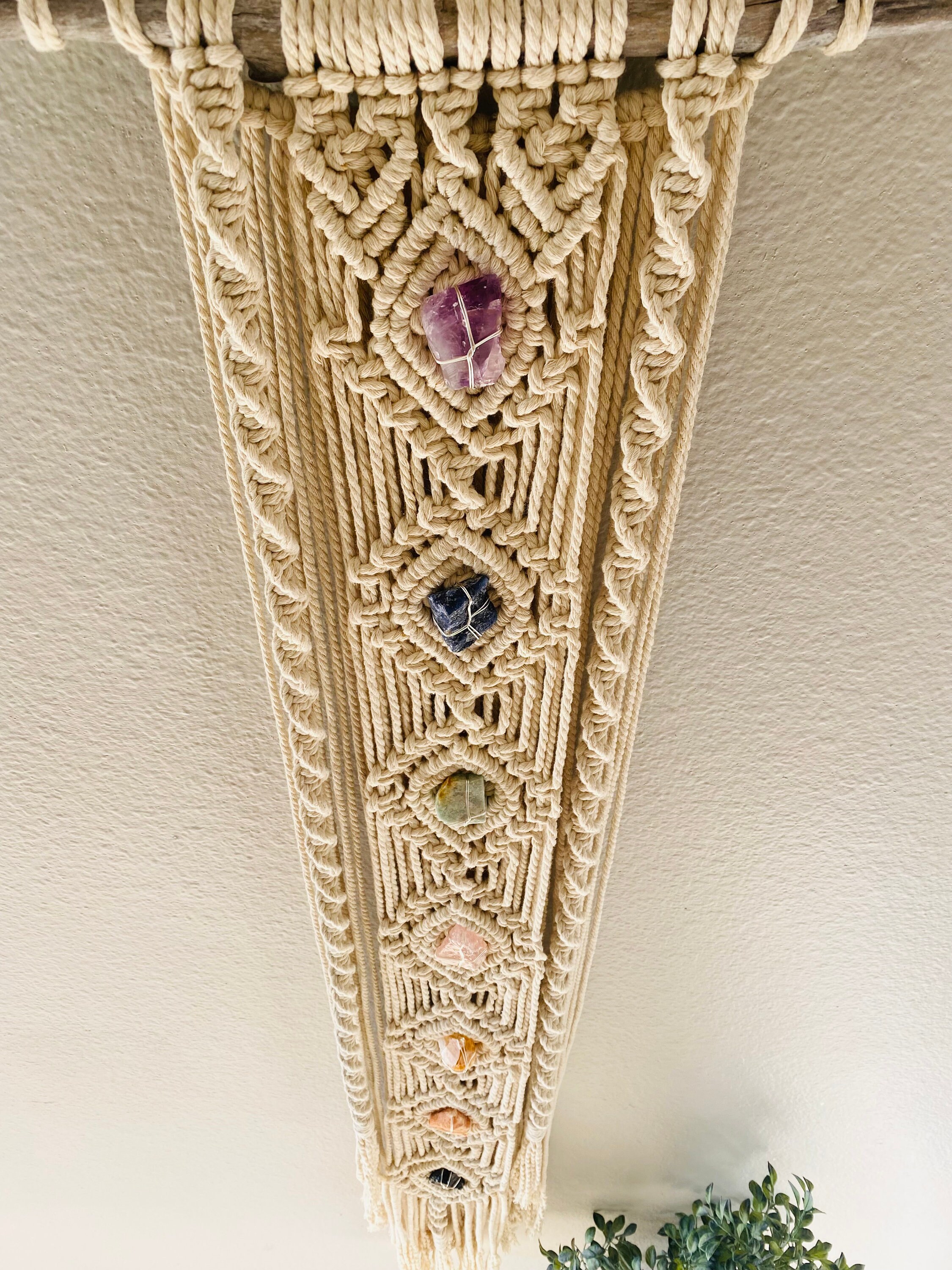 Macrame Wall Hanging With Rough Chakra Stones - Etsy