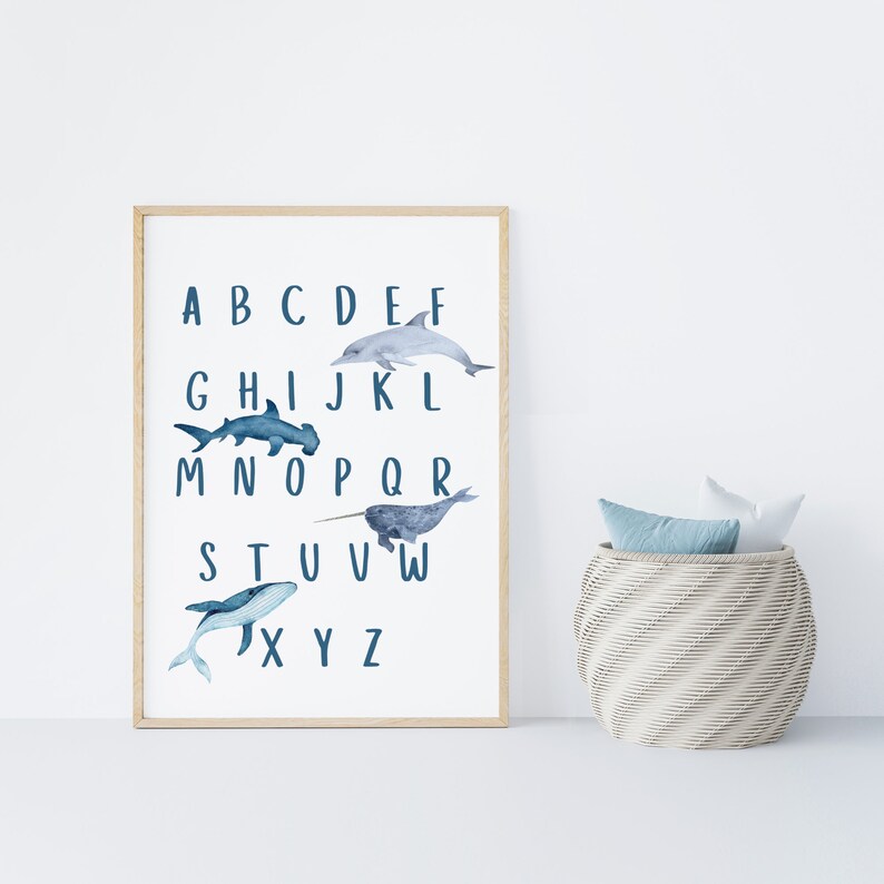Ocean Alphabet Poster | Scandinavian | Kids Room | Play Room | Nursery ...