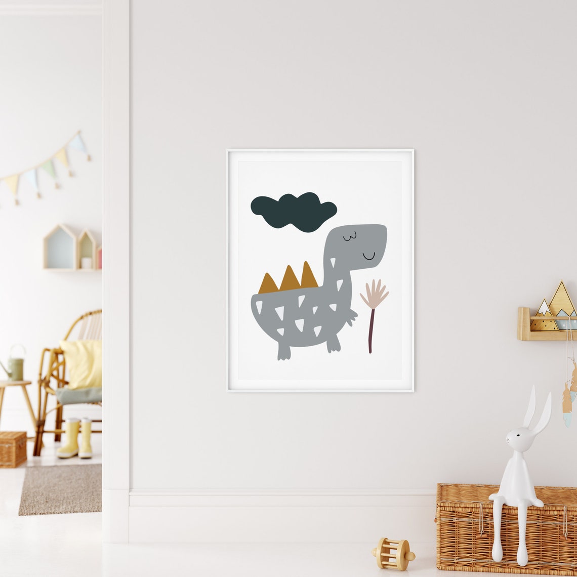 Spunky Dino Scandinavian Art Print: Kids Nursery Decor (digital ...