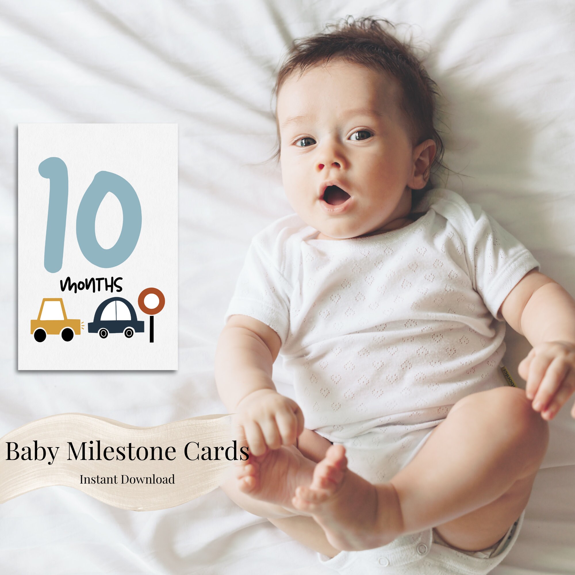 Cute Cars Baby's First Year Milestone Cards | Instant Download ...
