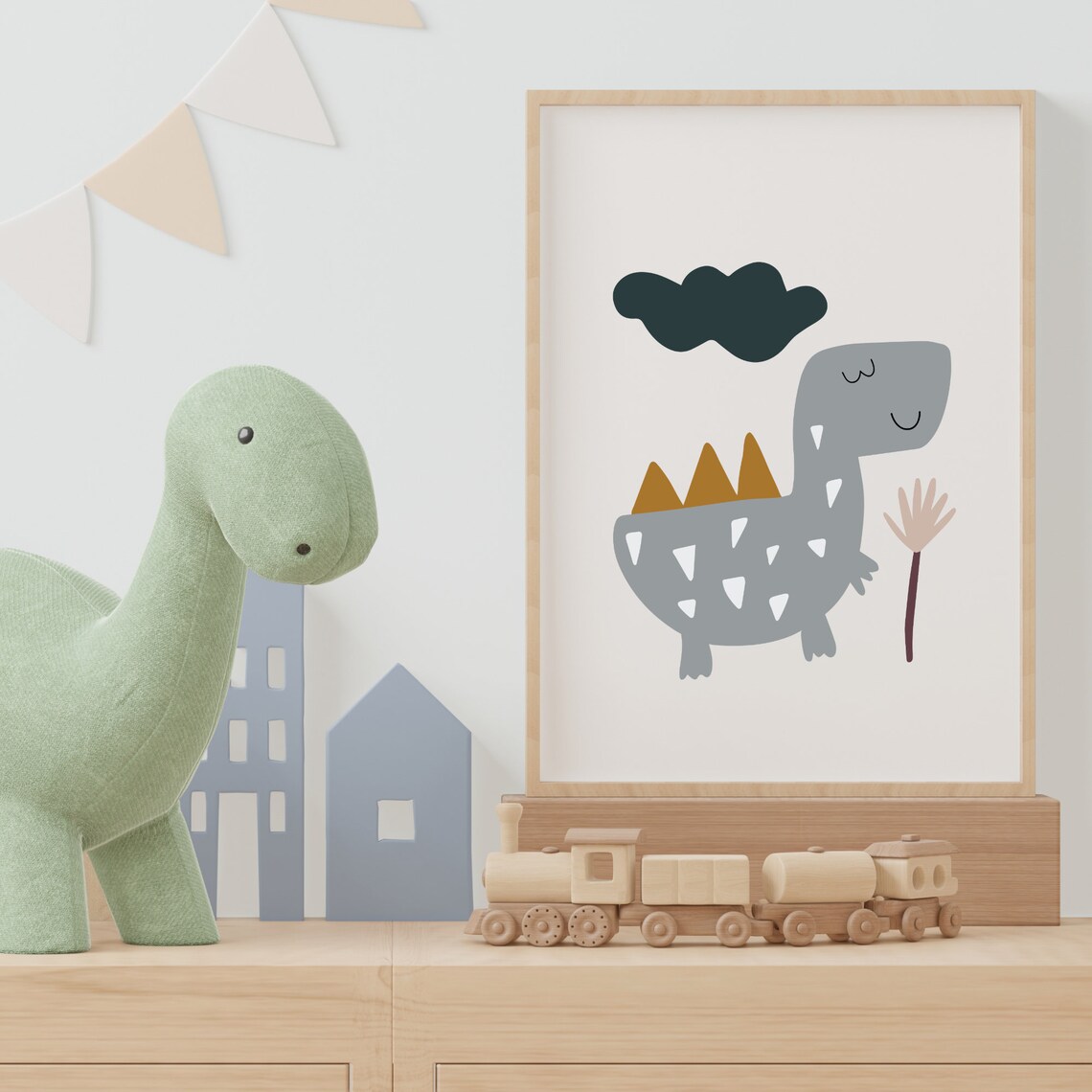 Spunky Dino Scandinavian Art Print: Kids Nursery Decor (digital ...