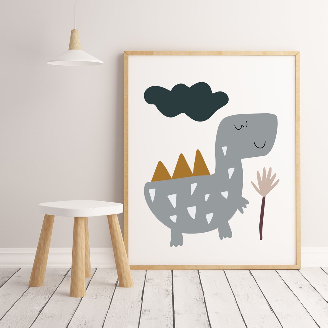Spunky Dino Scandinavian Art Print: Kids Nursery Decor (digital ...