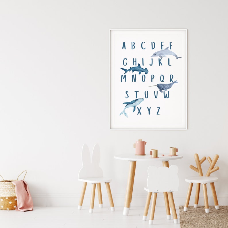 Ocean Alphabet Poster | Scandinavian | Kids Room | Play Room | Nursery ...