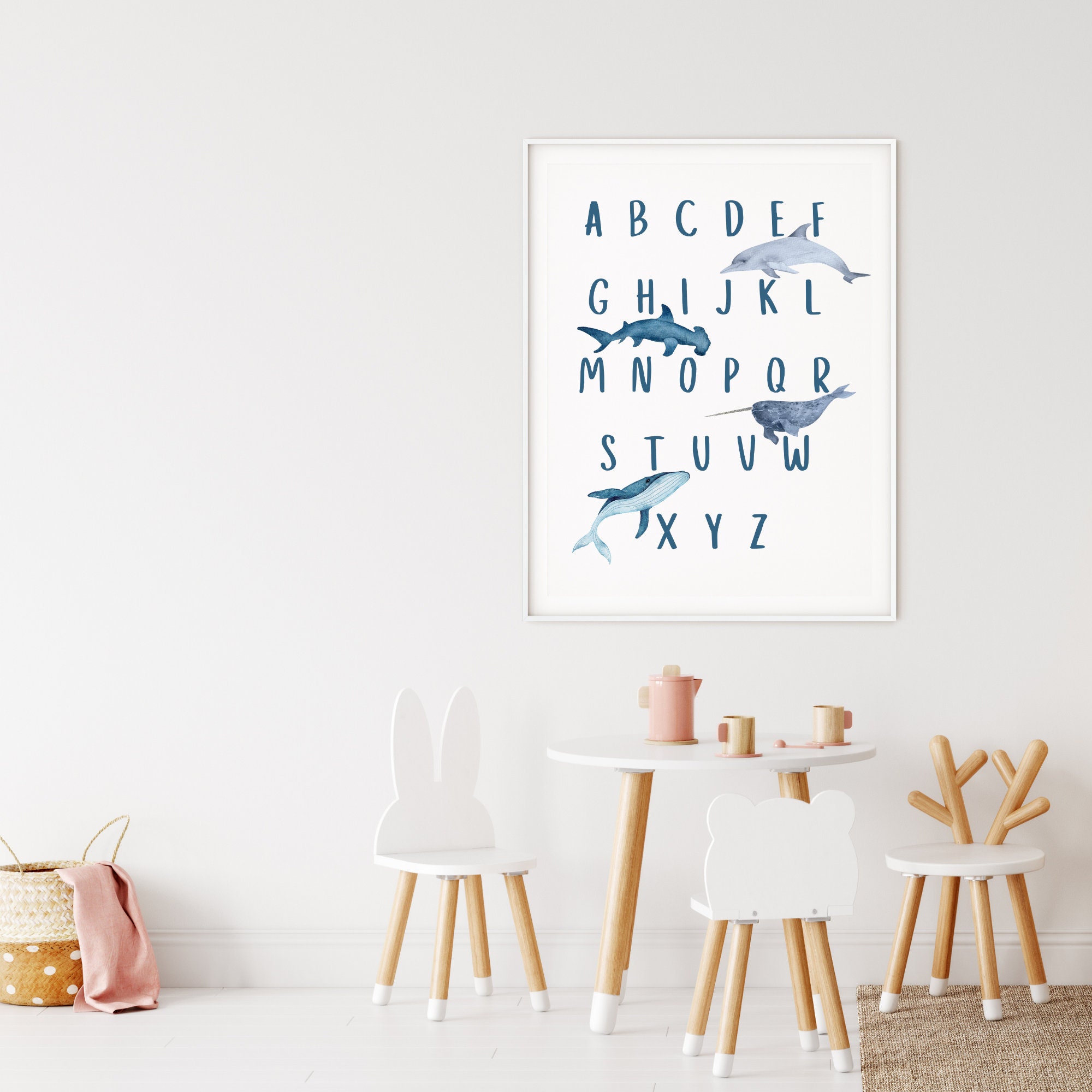 Ocean Alphabet Poster | Scandinavian | Kids Room | Play Room | Nursery ...