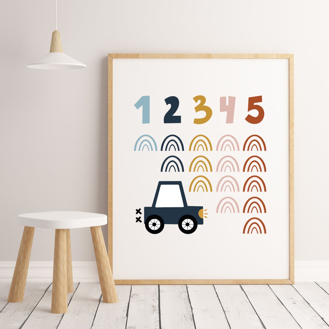 The Counting Car | Scandinavian Art Print | Kids Room | Play Room ...