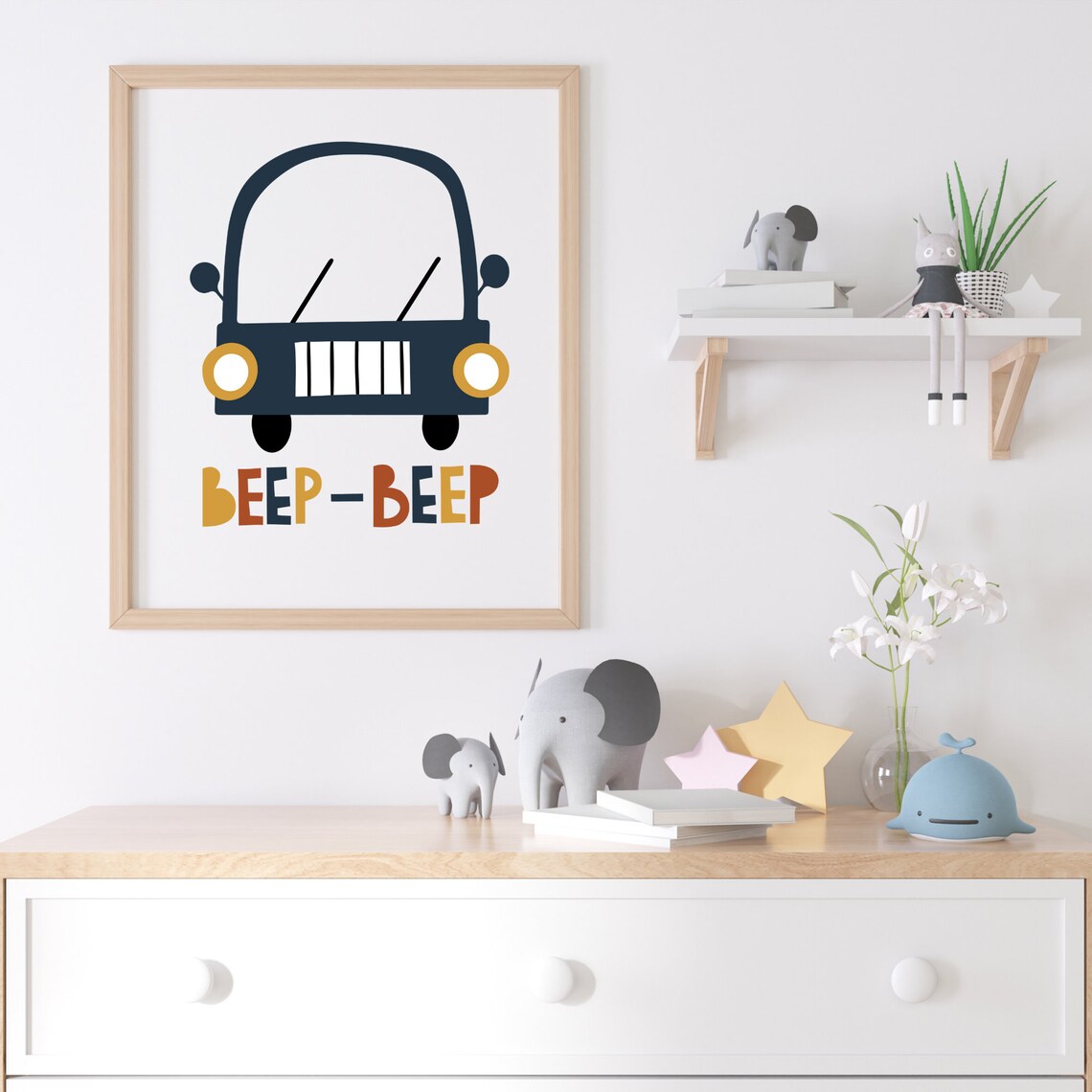 Beep Beep Scandinavian Art Print Kids Room Play Room - Etsy