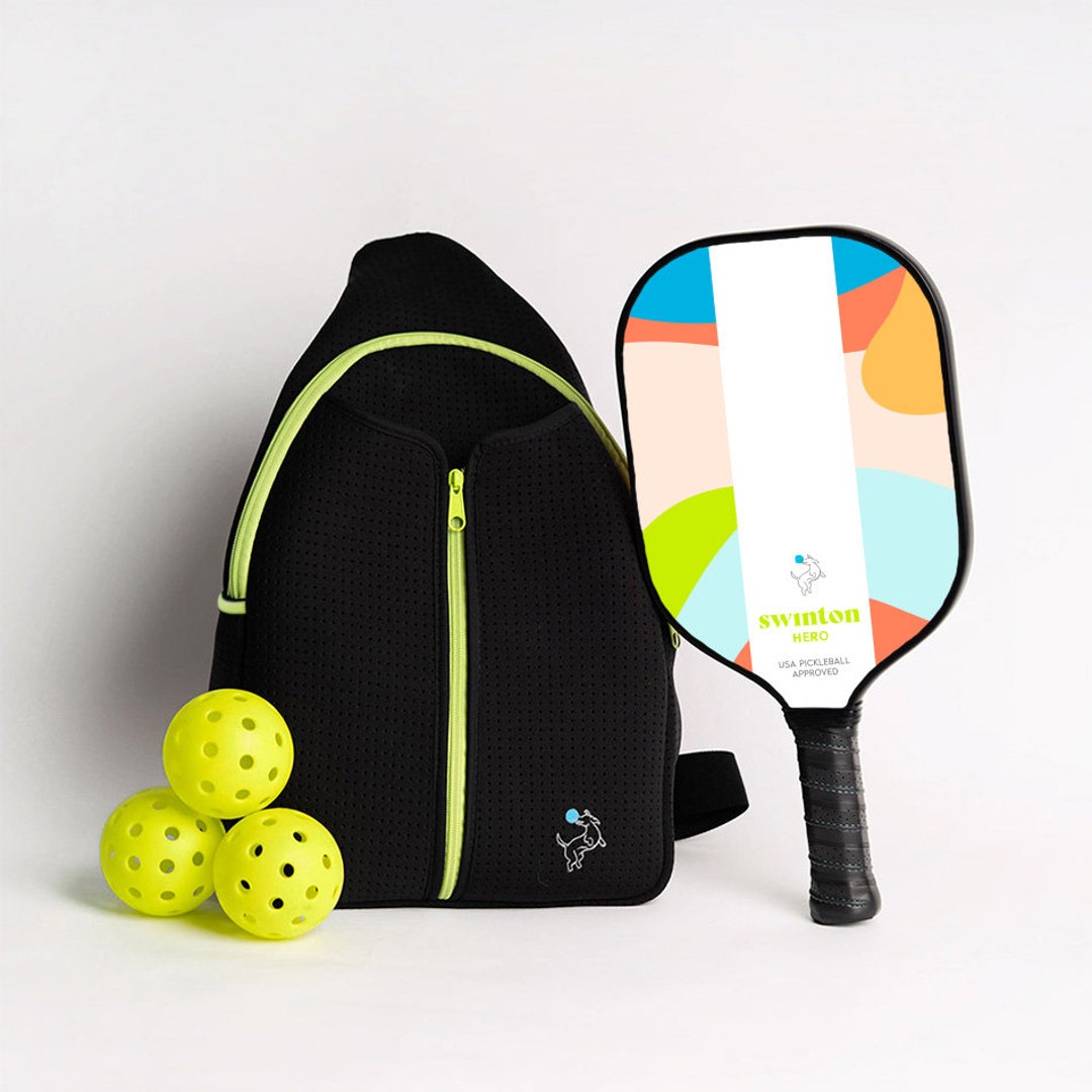Pickleball Starter Bundle by Swinton | Black Sling Bag + Paddle + 3 ...