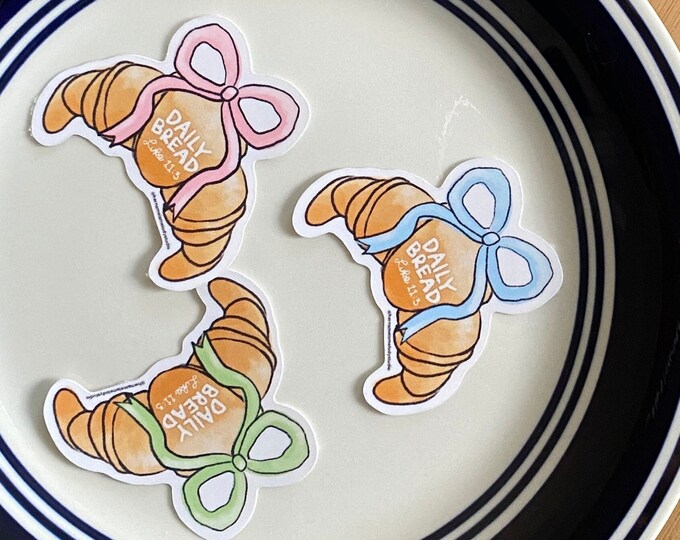 Daily Bread Croissant With Bow Sticker | Bible | Faith Stickers | God ...