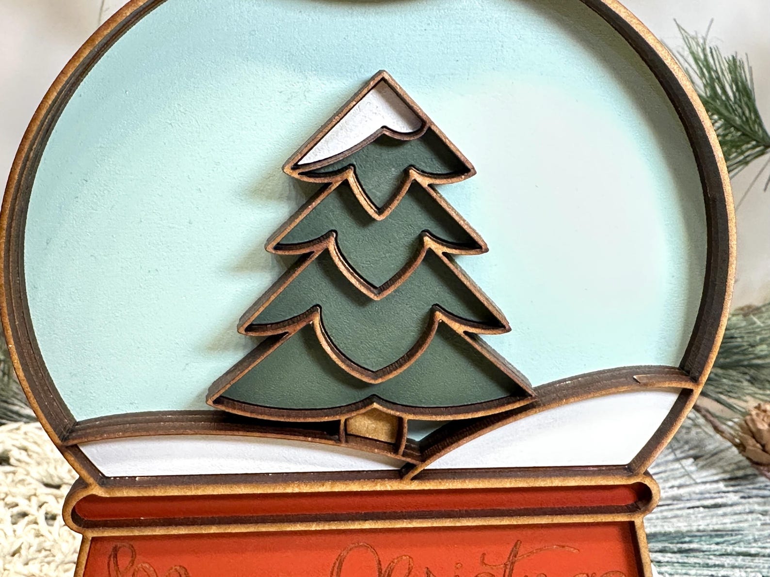 Wooden Christmas Snowglobe Shelf Decor - Etsy