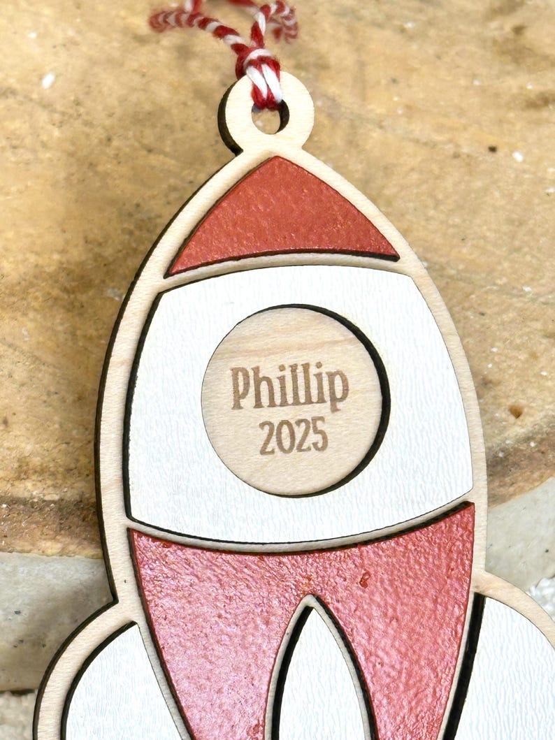 Rocket Ship Personalized Keepsake Christmas Tree Ornament - Etsy