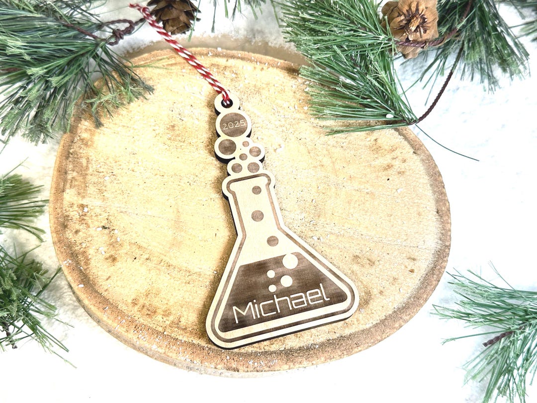 Personalized Wood Science Beaker Keepsake Ornament - Etsy