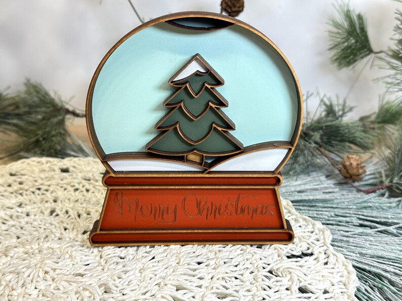Wooden Christmas Snowglobe Shelf Decor - Etsy
