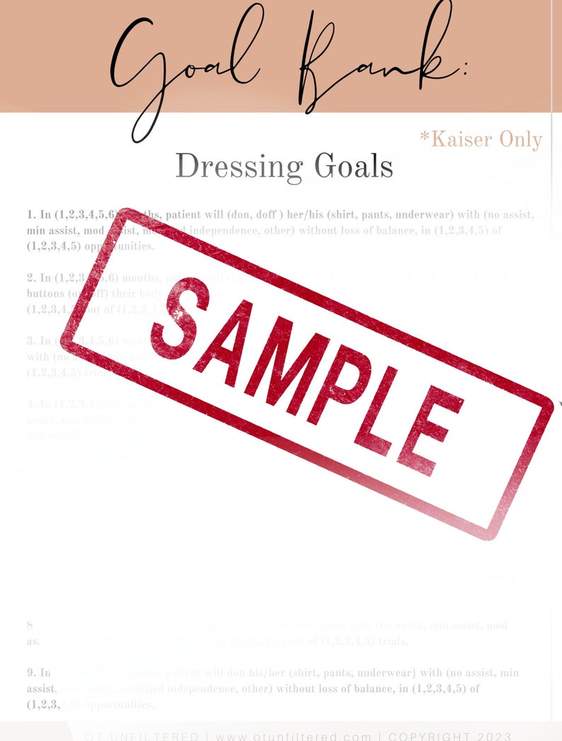 Outpatient OT Pediatric Goal Bank- Kaiser Only, Occupational Therapy ...