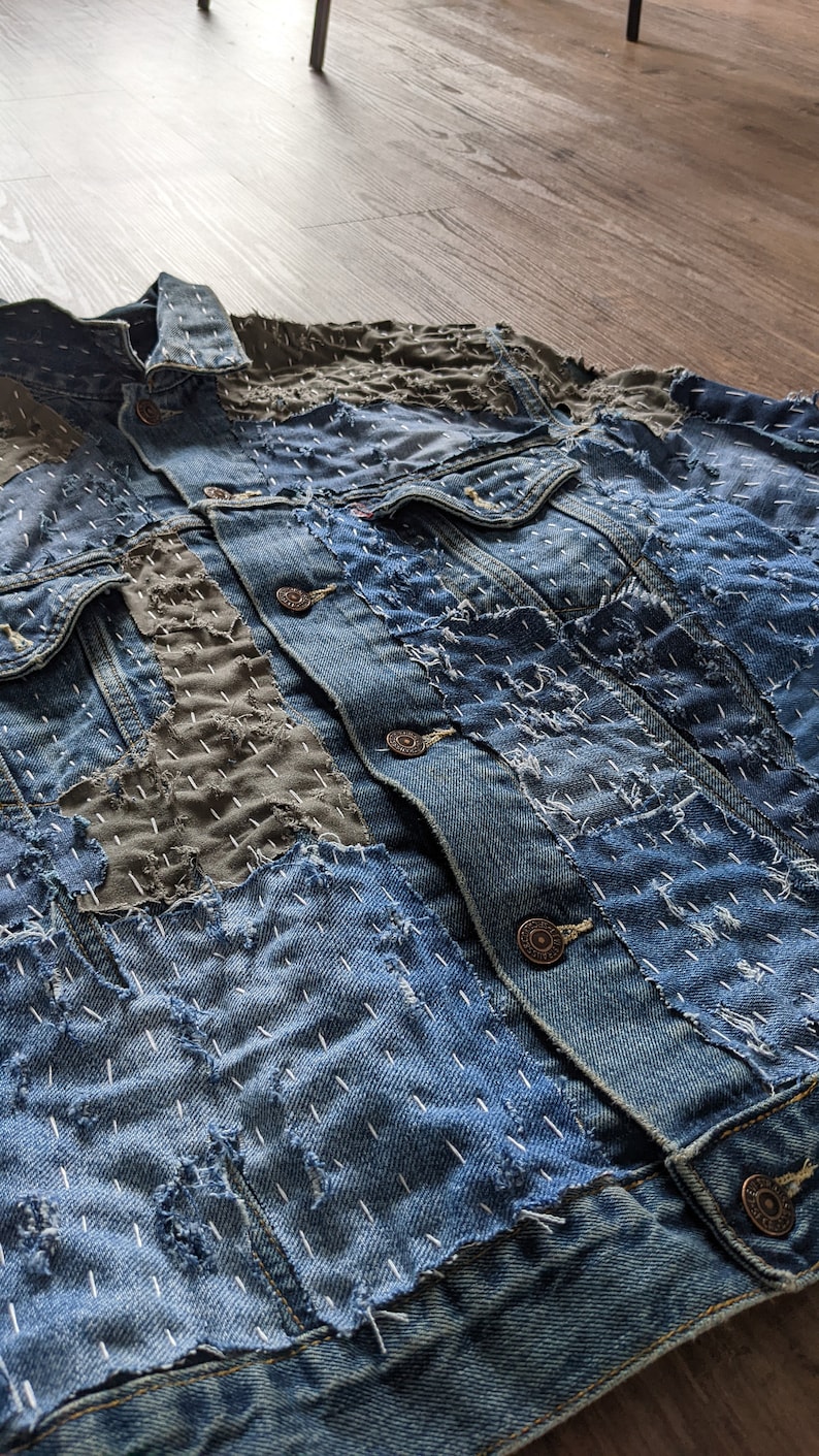 Sashiko Boro Denim Jacket - Etsy