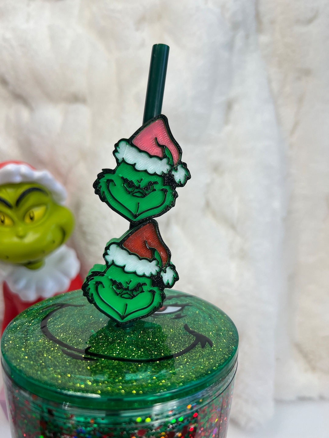 The Grinch Straw Topper: 3D Printed Stanley Cup Charm - Etsy