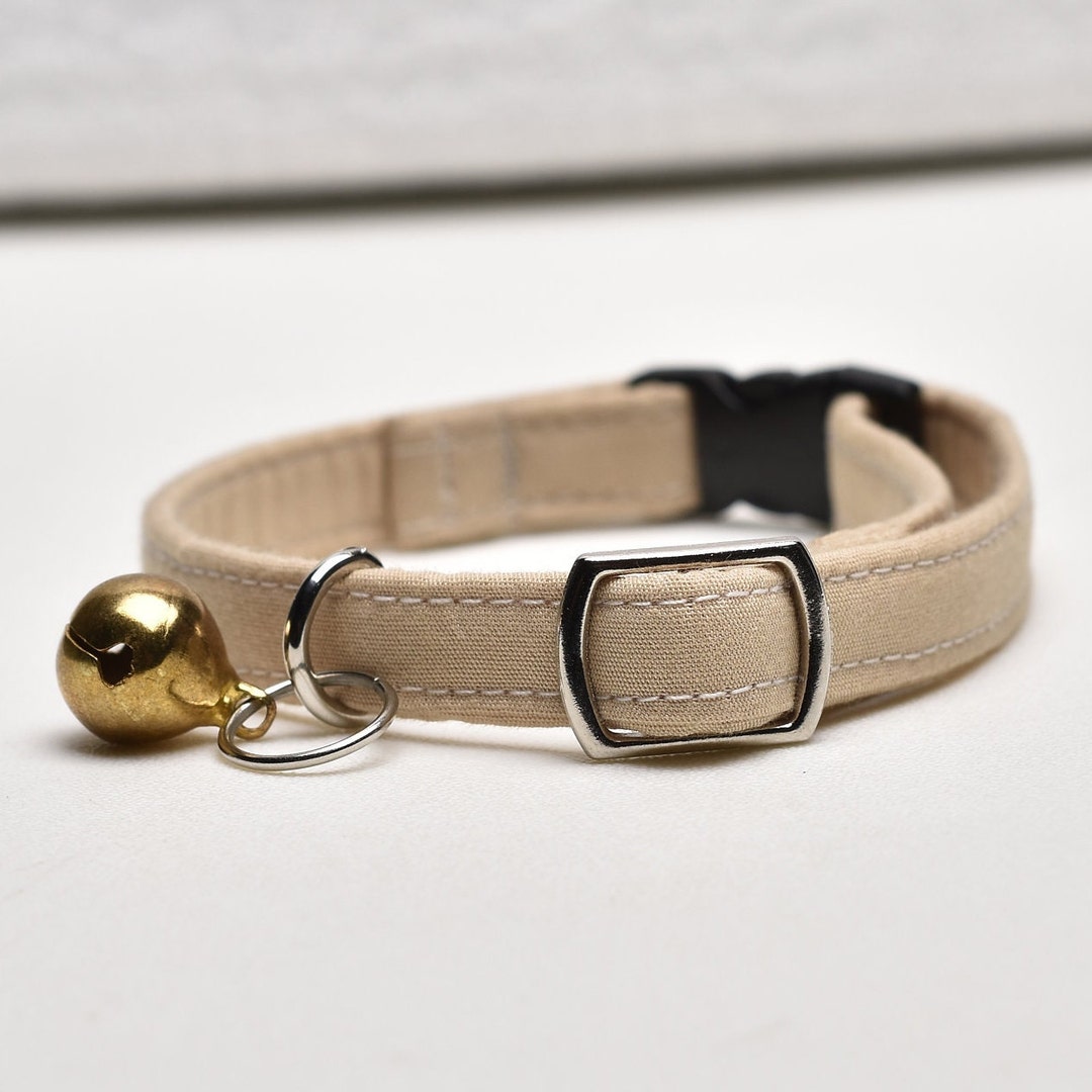 Cream, Cat Collar With Bell, Beige, Cat and Kitten Sizes, Breakaway Cat ...