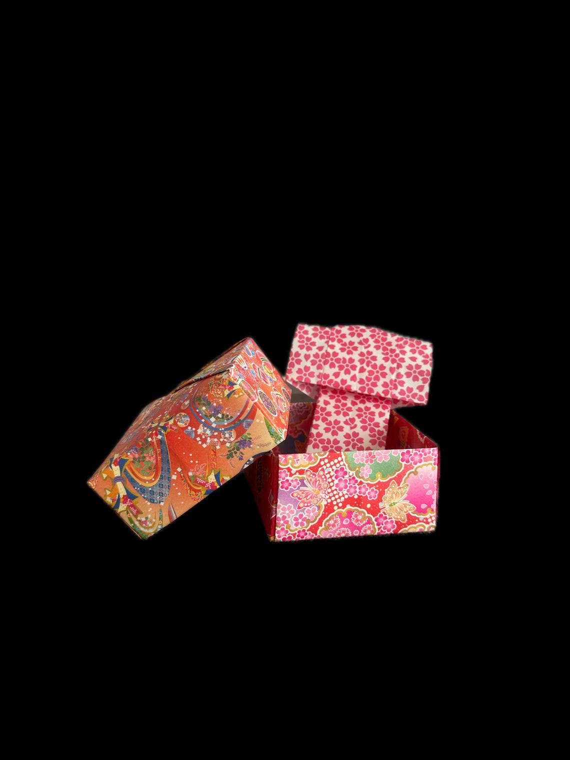 Handmade Japanese Origami Box & Mini Kimono Set – Washi Paper Gift Box ...