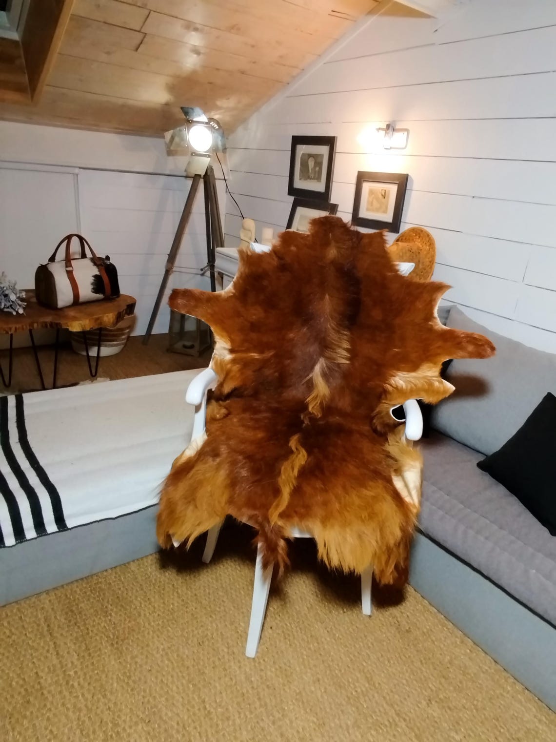 Moroccan Goatskin Rug – Handmade Natural Leather, Boho Decor - Etsy