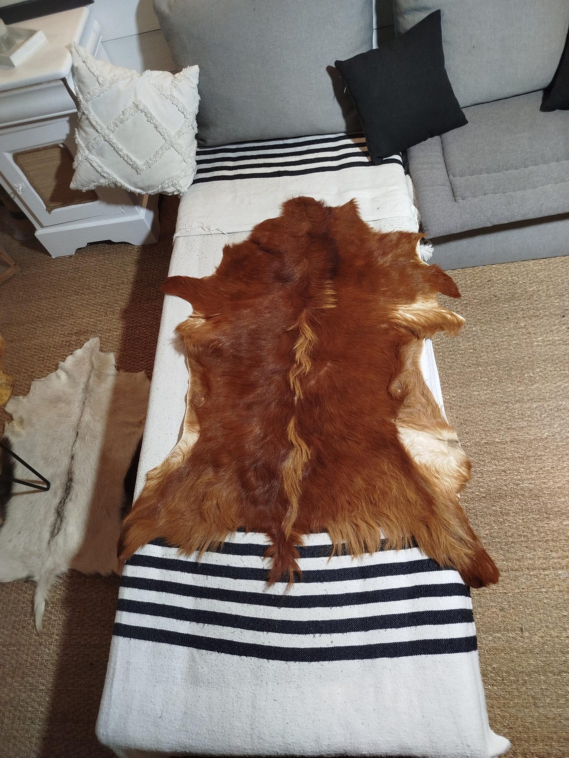 Moroccan Goatskin Rug – Handmade Natural Leather, Boho Decor - Etsy