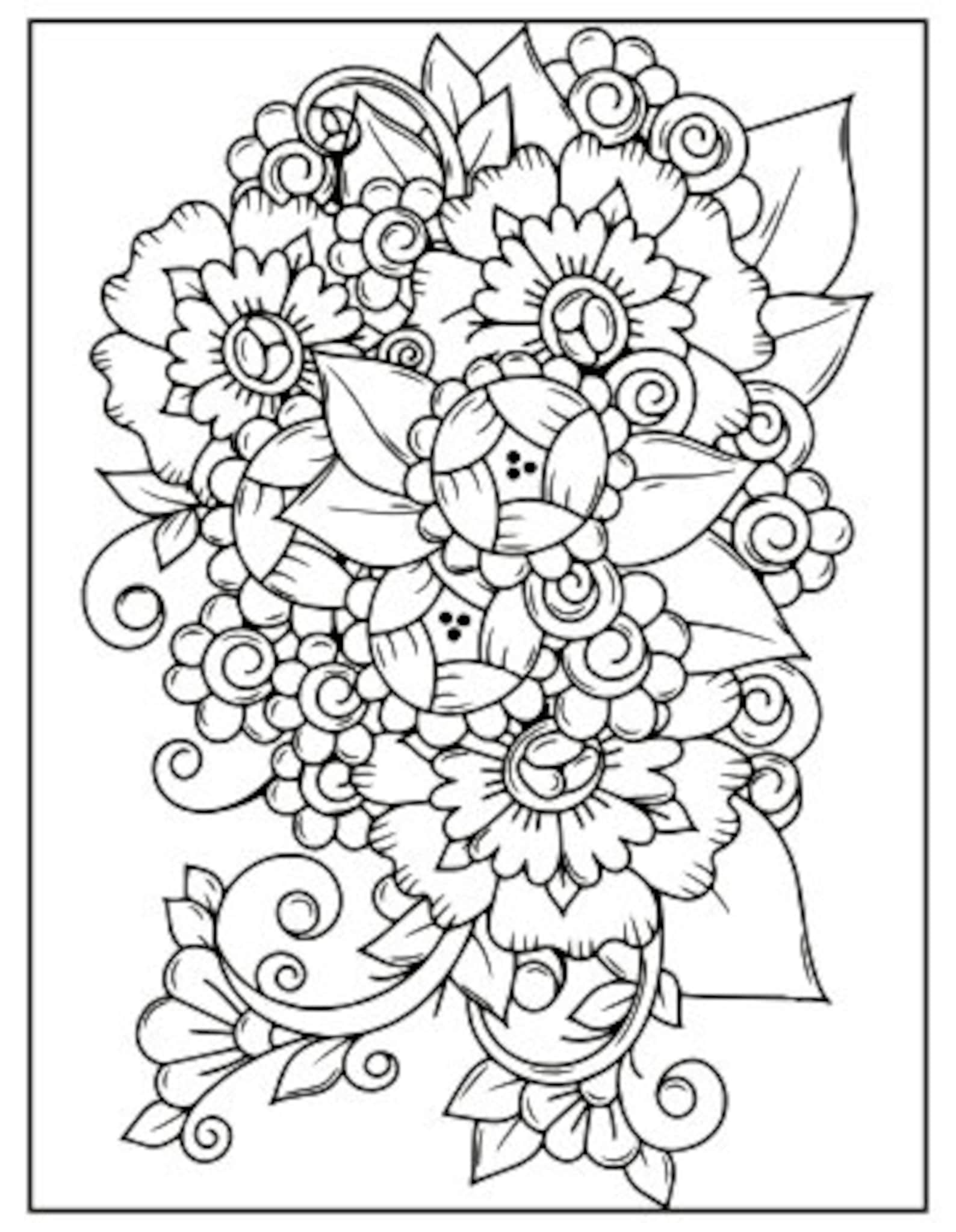100+ Floral Coloring Pages — Instant Download — Printable Coloring ...