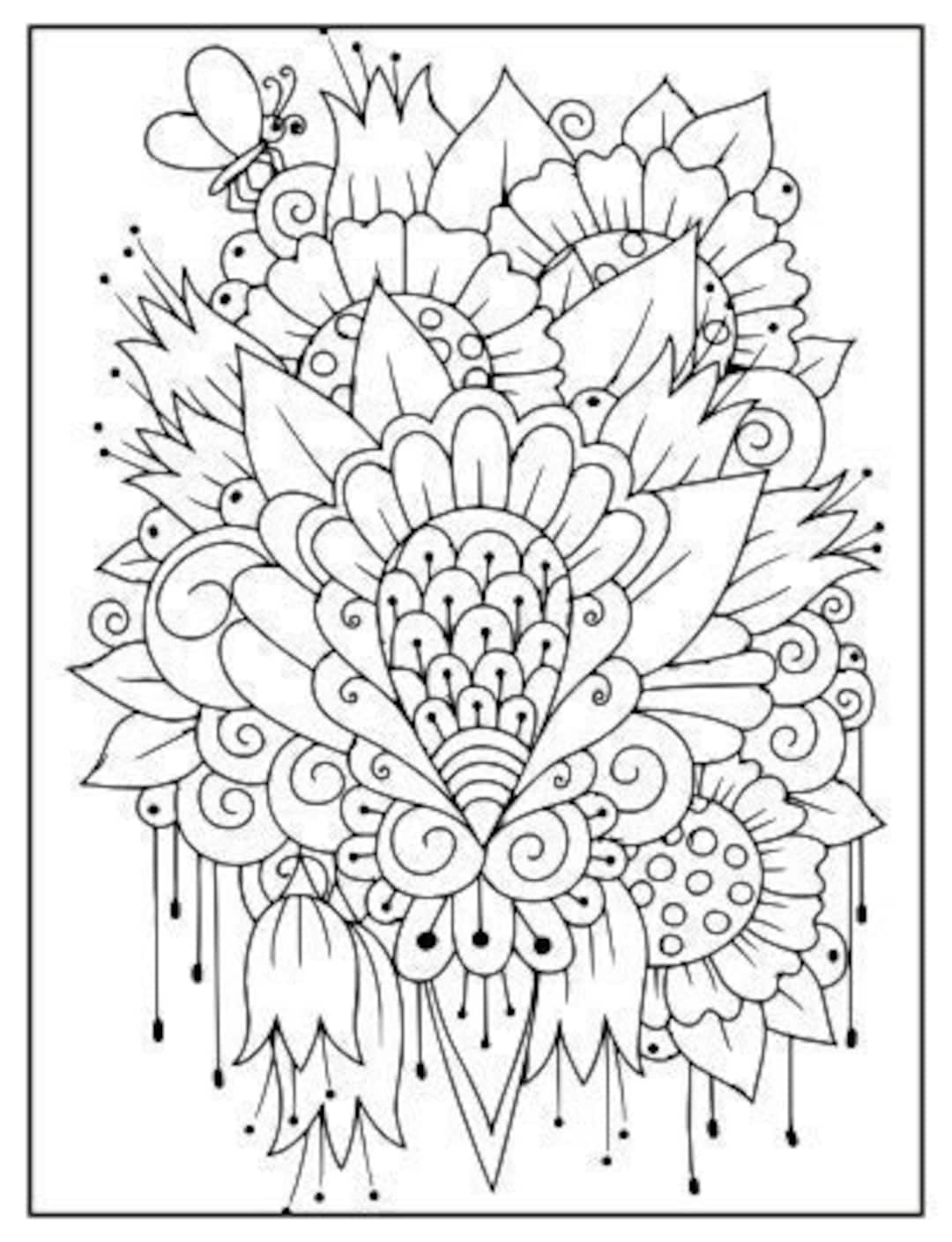100+ Floral Coloring Pages — Instant Download — Printable Coloring ...