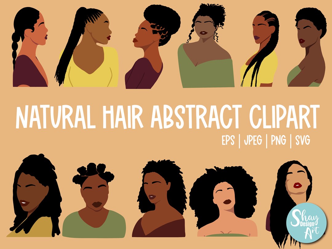 Natural Hair Abstract Clipart, Faceless Black Women SVG, Abstract Black ...