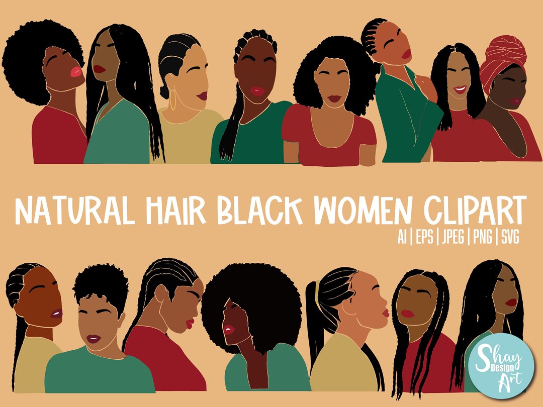 Natural Hair Black Women Clipart. African Woman SVG, Faceless Black ...