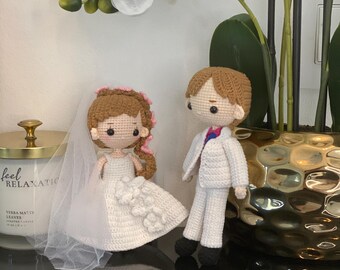 Loving Bride & Groom Amigurumi Crochet Doll Pattern Engagement Couple ...