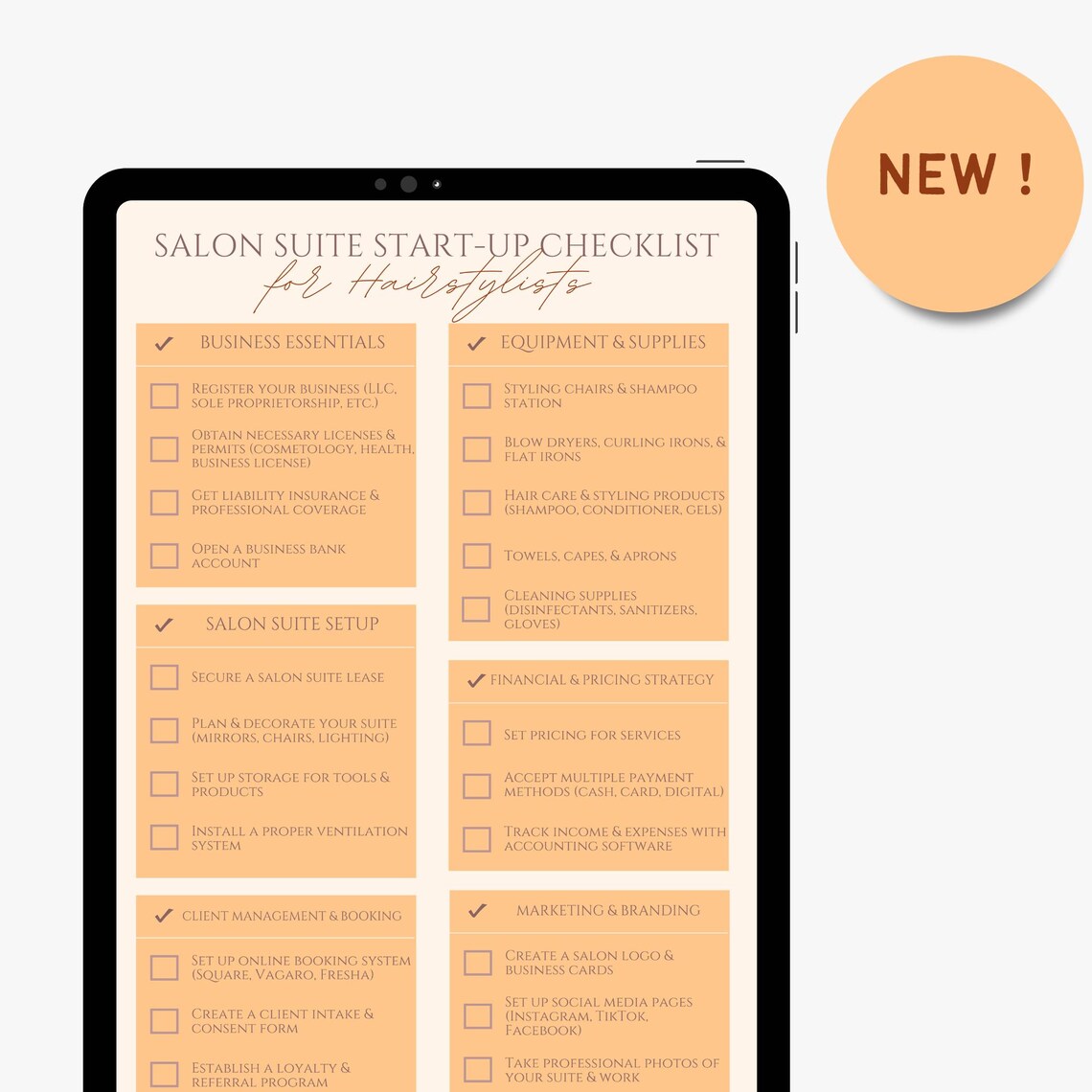 SALON STARTUP CHECKLIST, Salon Suite Startup, Salon Business Planner ...
