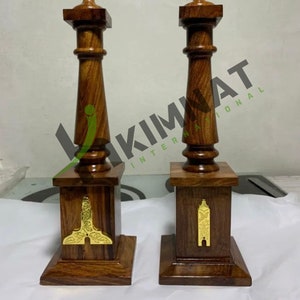 Masonic Wood Columns With Golden Emblems - Senior & Junior Warden (pair ...