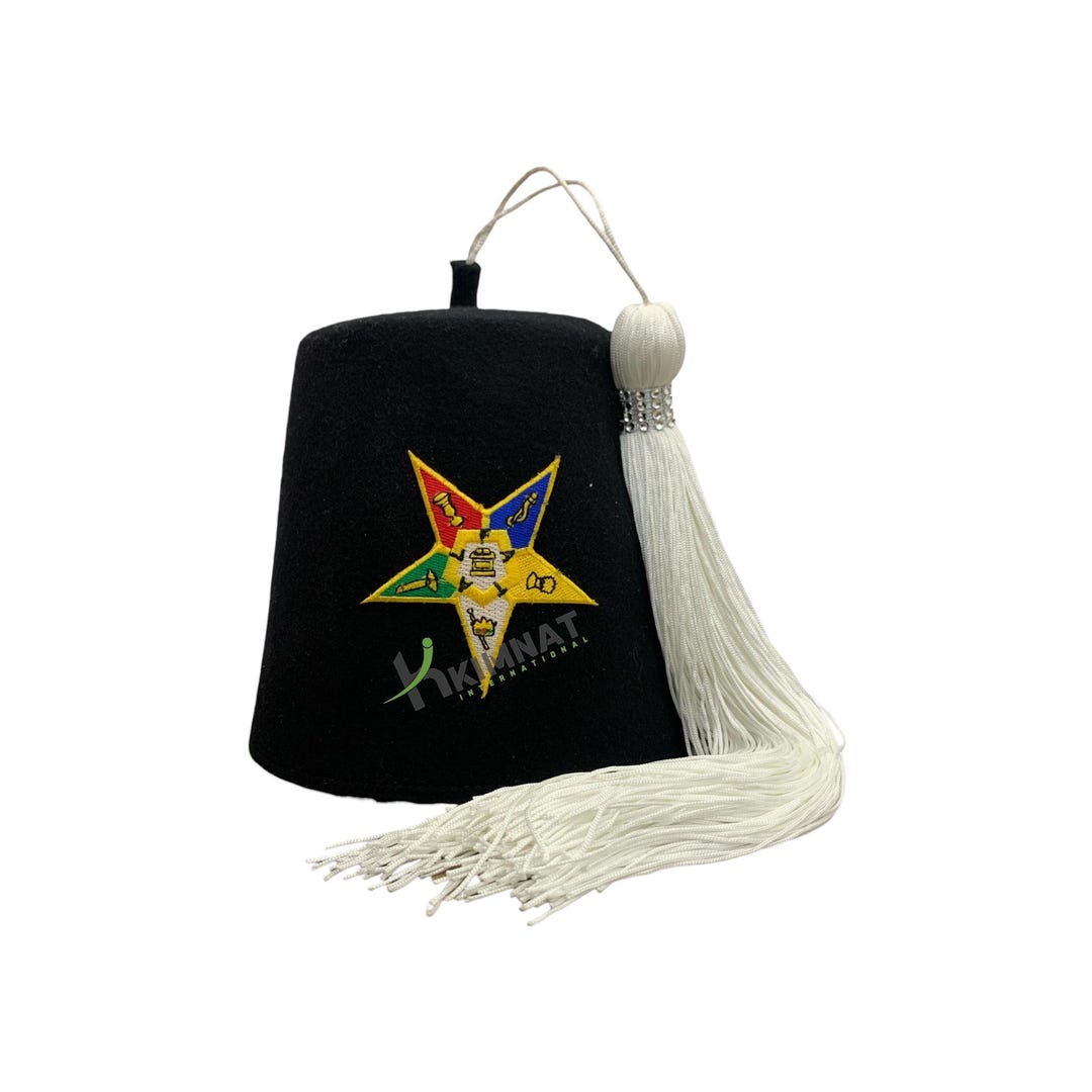 OES Black Fez Hat With White Tassel Custom Masonic Order of Eastern ...
