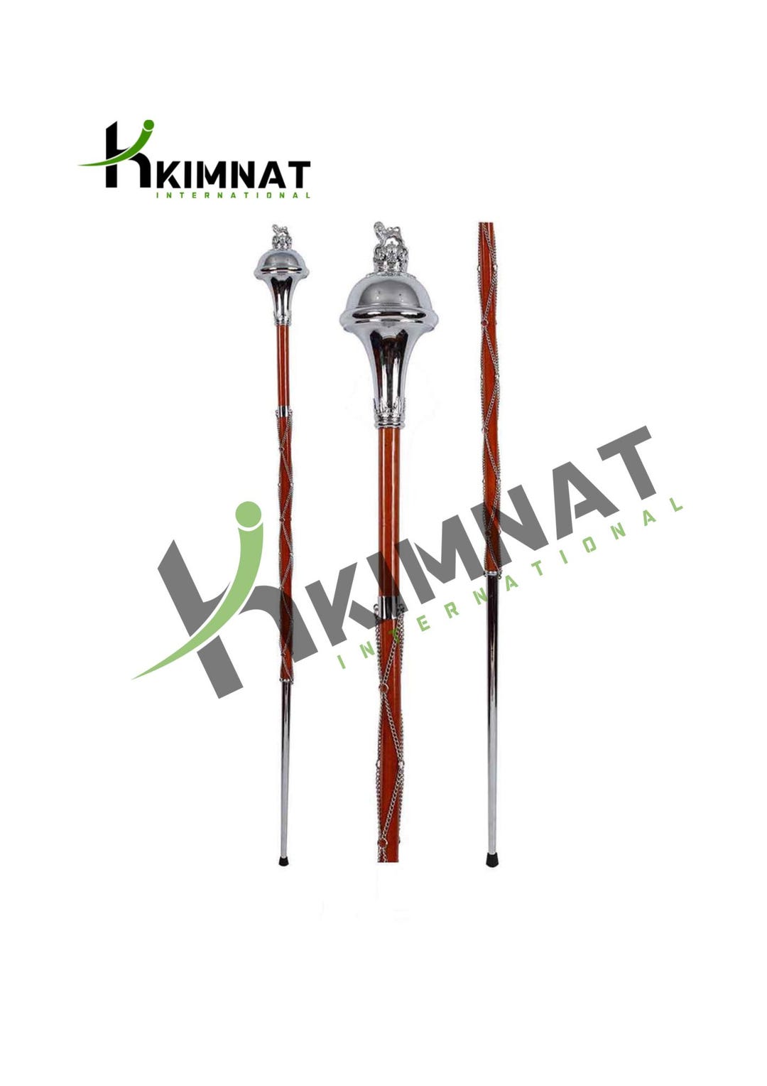 Drum Major Mace or Stave Plain Chrome Head Lion & Crown Three Parts ...