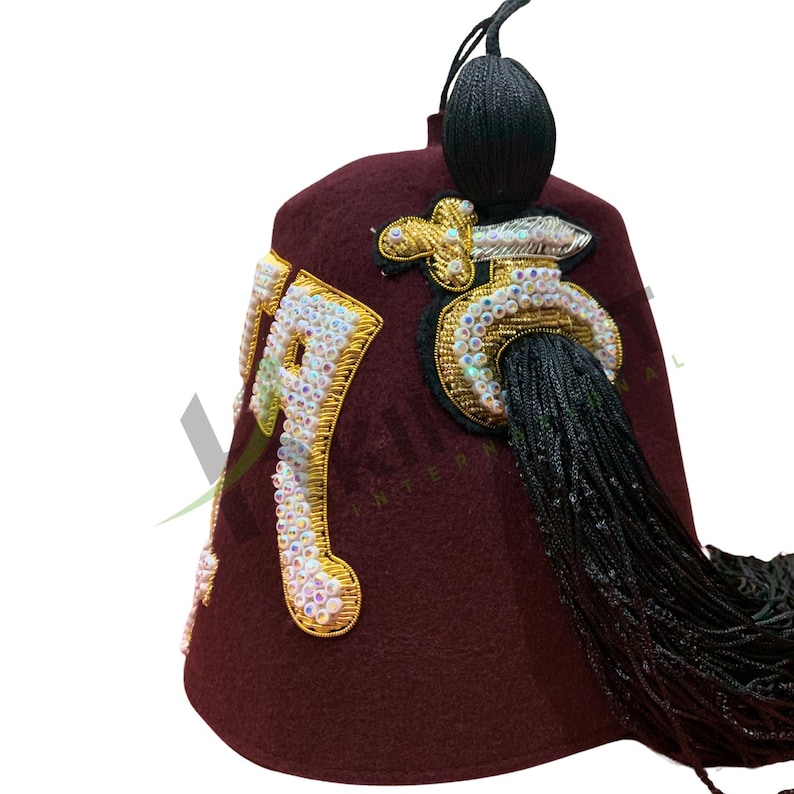 Custom Masonic Shriners Fez Cap With Hand Embroidery and Rhinestone ...