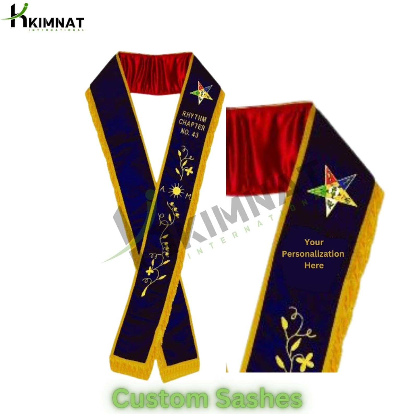 Masonic OES Associate Matron Sash: Purple Velvet Hand Embroidered - Etsy