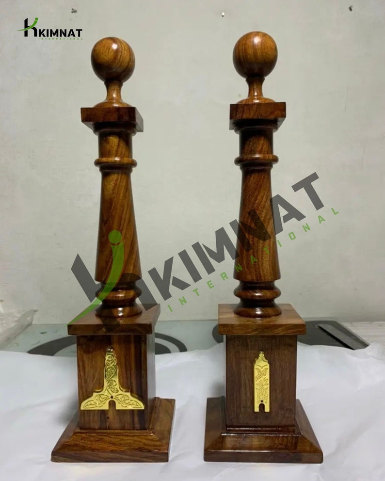 Masonic Wood Columns With Golden Emblems - Senior & Junior Warden (pair ...