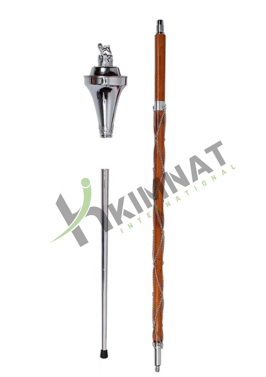 Drum Major Mace: Chrome Lion & Crown, Malacca Cane Stave, Free Case ...