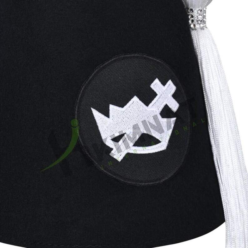 Freemason Masonic Knight Templar Black FEZ Hat With White Templar ...