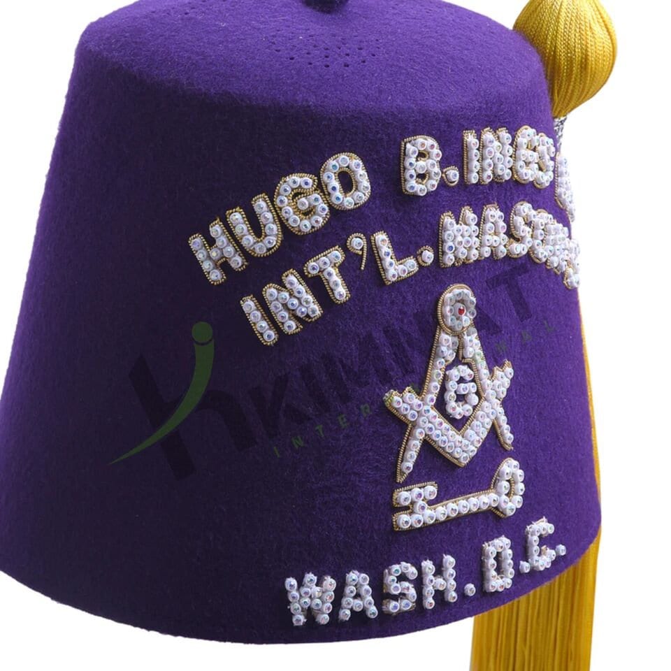 Freemason Masonic Regalia Purple Custom FEZ Hat With Rhinestones and ...