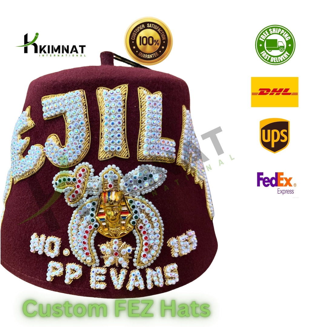 Masonic Shriner's Fez Hat Custom Lodge Name & Number Fez - Etsy