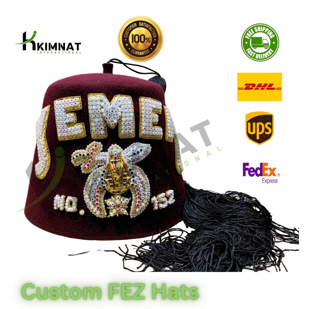 Custom Masonic Shriner Fez Hat - Personalized for Your Lodge Name ...